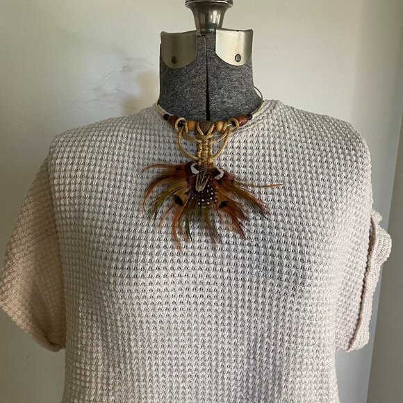 vintage boho feather choker | Jewelry | Vintage 7s Macrame And Feather ...